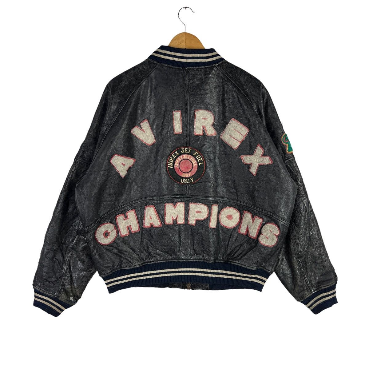 Avirex × Vintage AVIREX Jet Fuel Only Champions Leather Jacket ...