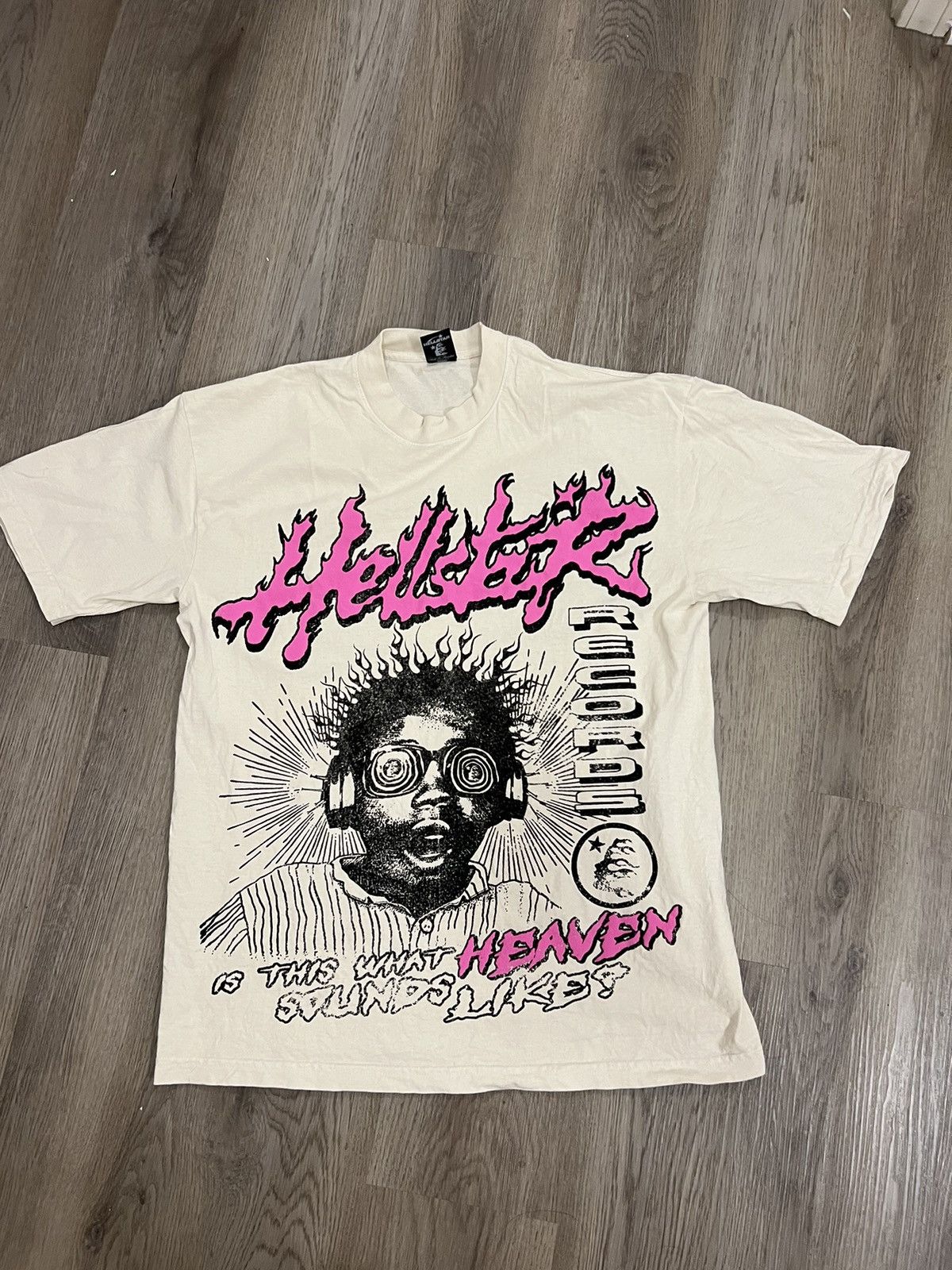 HELLSTAR Hellstar Pink Records Tee Shirt (cream) | Grailed