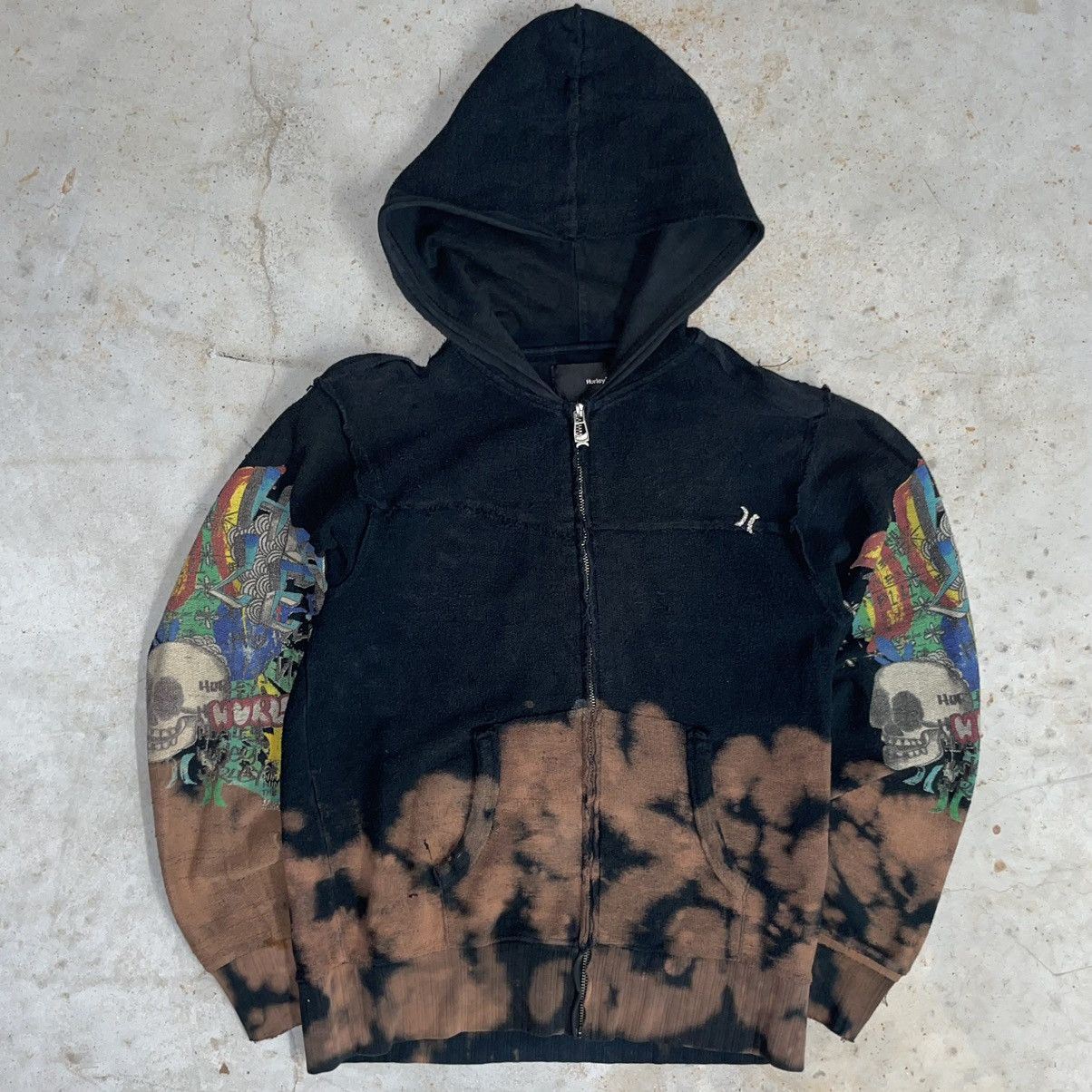 Hurley Y2K Hurley Skull Cyber Skater Black Zip Up Hoodie Medium | Grailed
