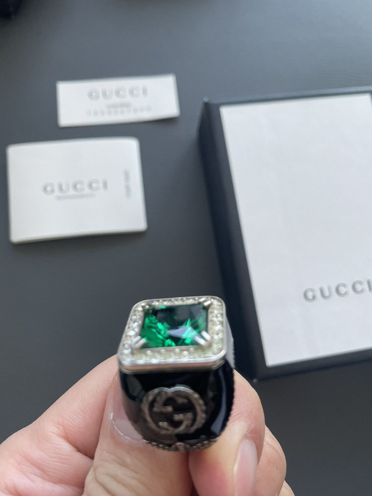 Gucci RARE Super Runway Limited Edition Emerald Diamond Stone Ring ...