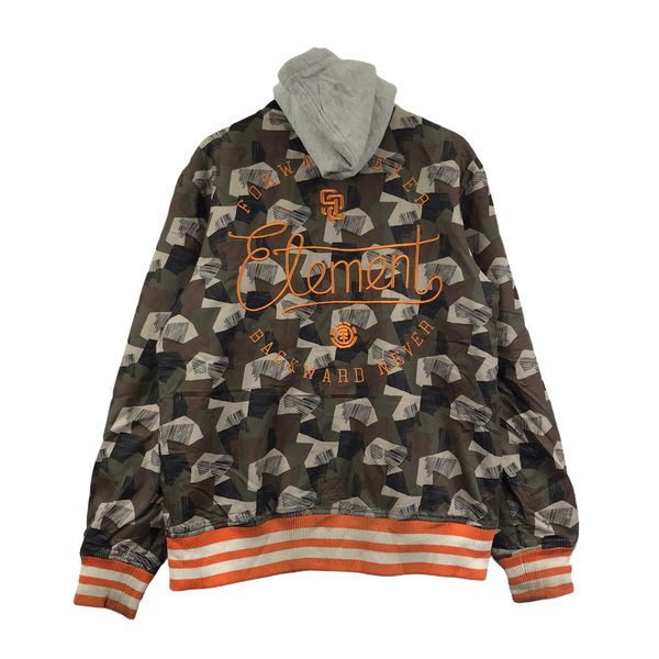 Element ELEMENT Skateboard Hip Hop Bomber Overprint Hooded Jacket | Grailed