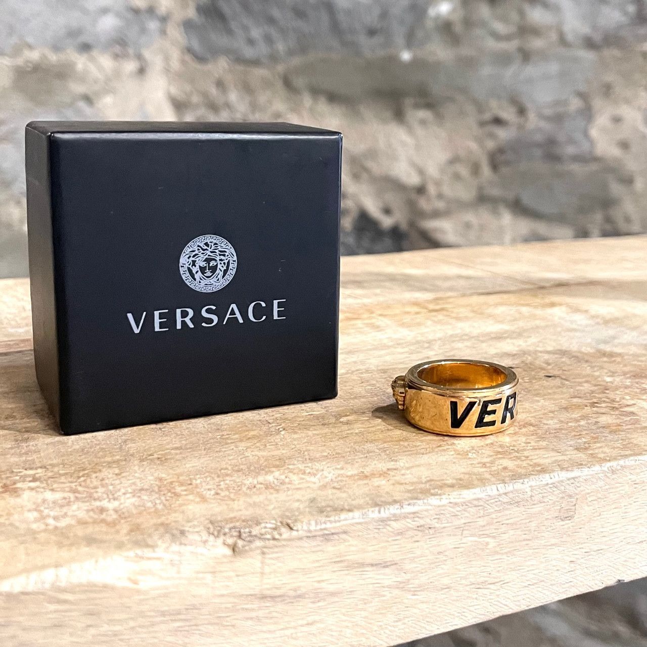 Versace Versace Gold Tone Medusa Logo Band Ring | Grailed