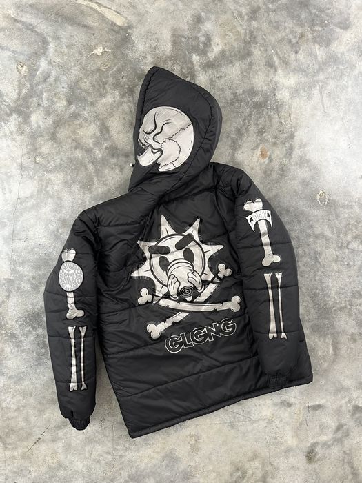 Glo Gang RARE Glo Gang Skeleton Halloween Black Puffy Jacket Large ...