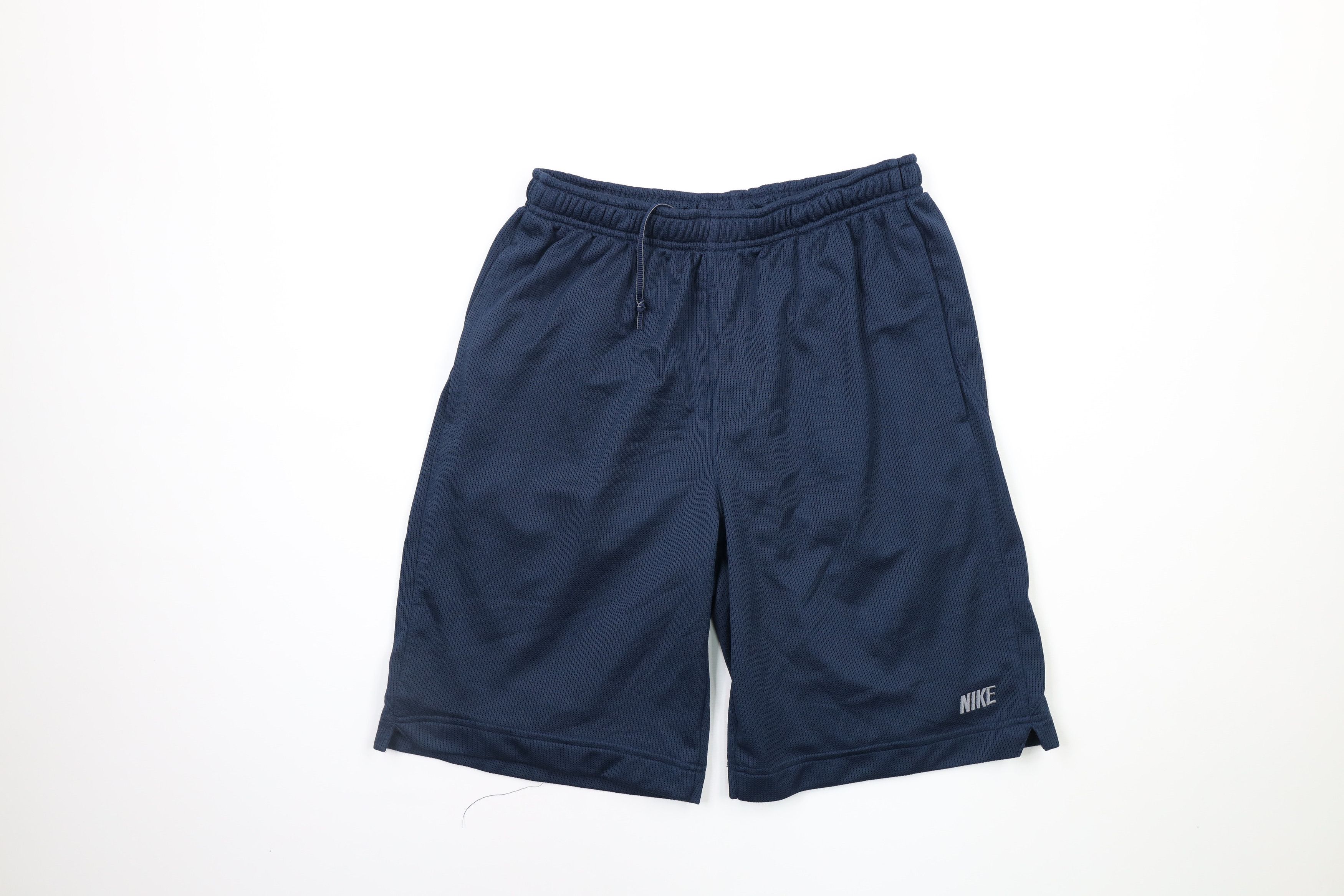 Nike Vintage Nike Mini Swoosh Block Letter Spell Out Shorts Blue | Grailed