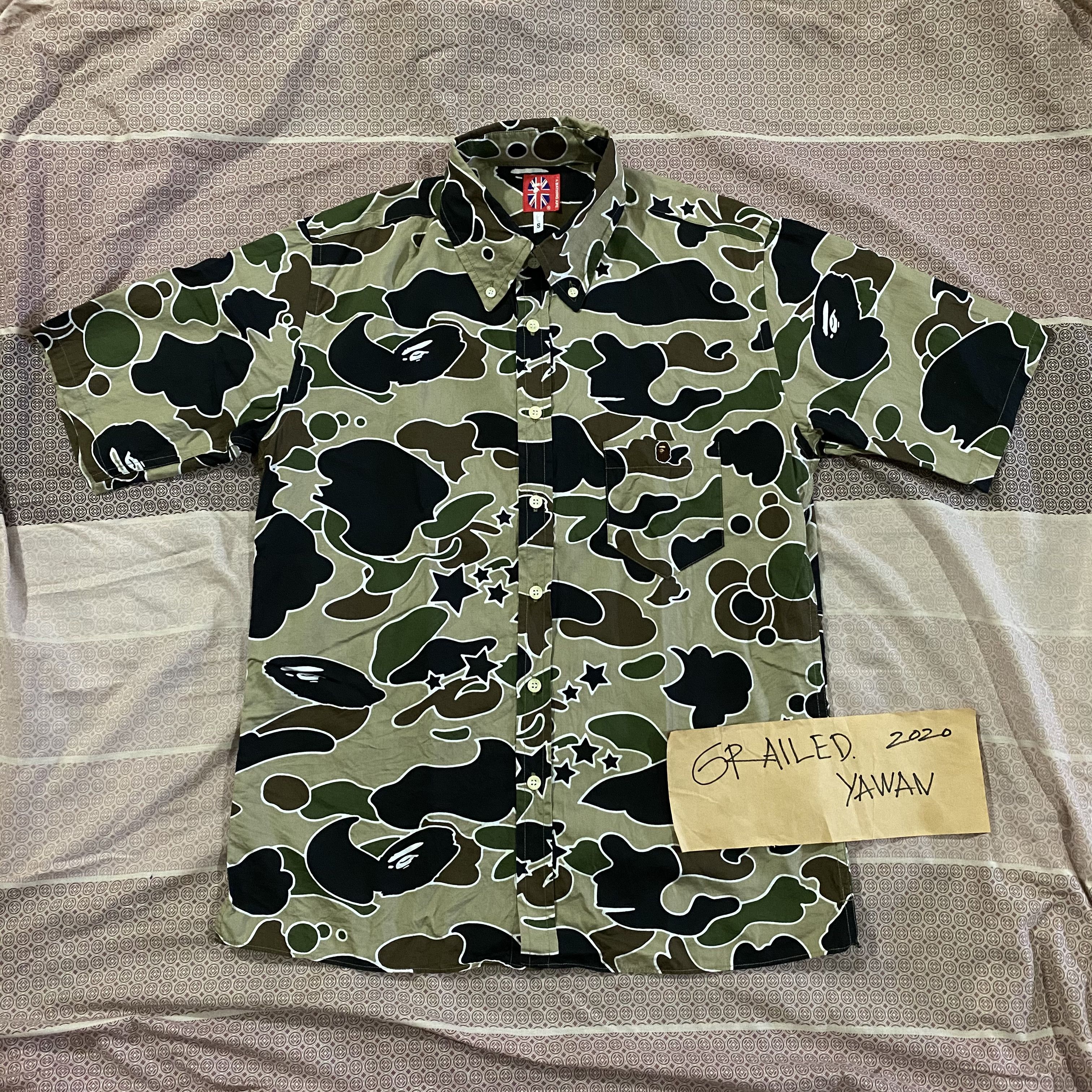 Bape Bape camo button up shirt | Grailed