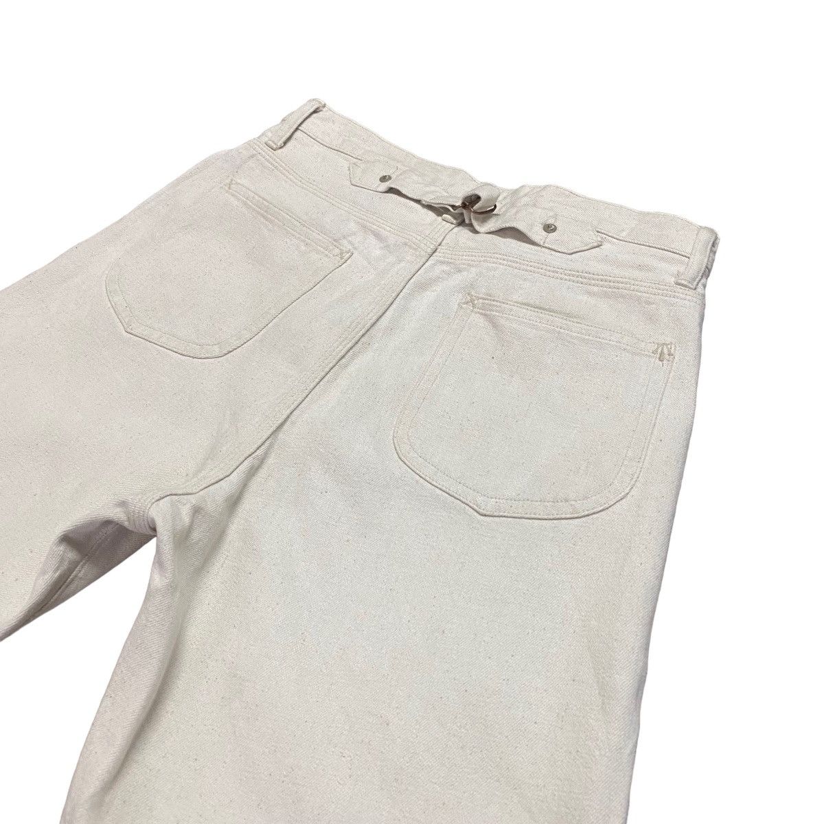 Nigel Cabourn Nigel Cabourn Buckle Back Cream Denim Selvedge Jeans ...