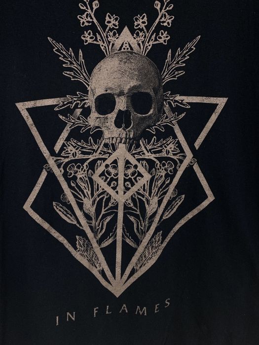 Band Tees In Flames Heavy Metal Band Skull Logo T-Shirt In Black | Grailed