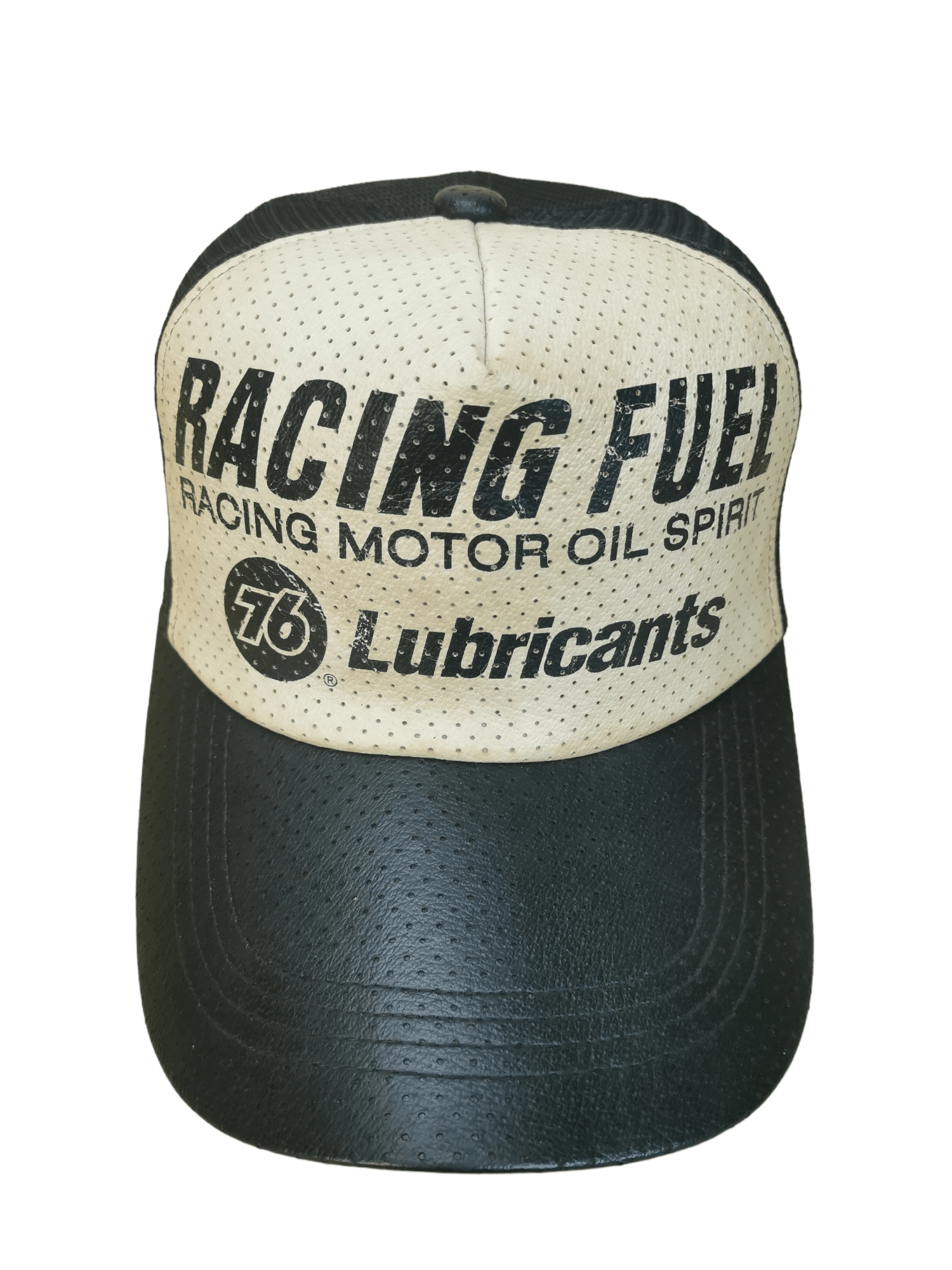 Leather × Racing × Vintage VINTAGE 76 LUBRICANT RACING FUEL LEATHER HAT ...