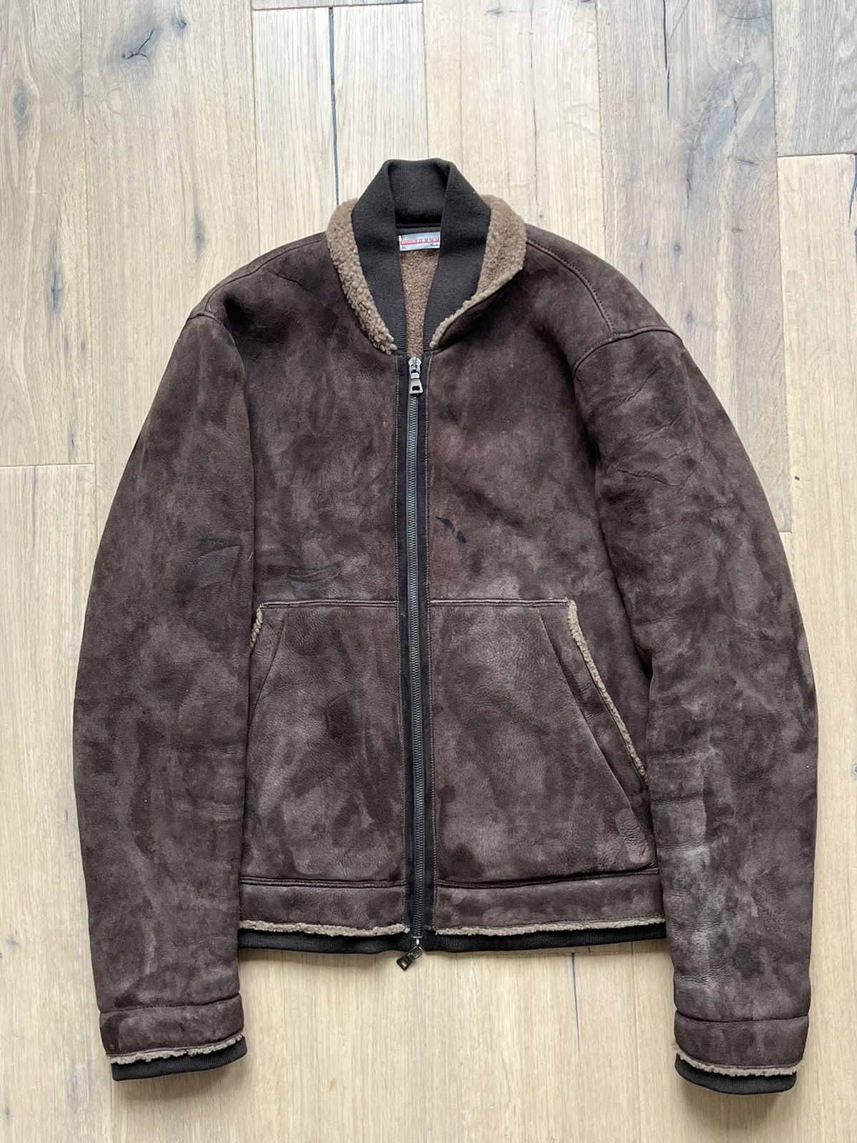 Prada Prada Sheepskin Shearling Suede Leather Jacket | Grailed