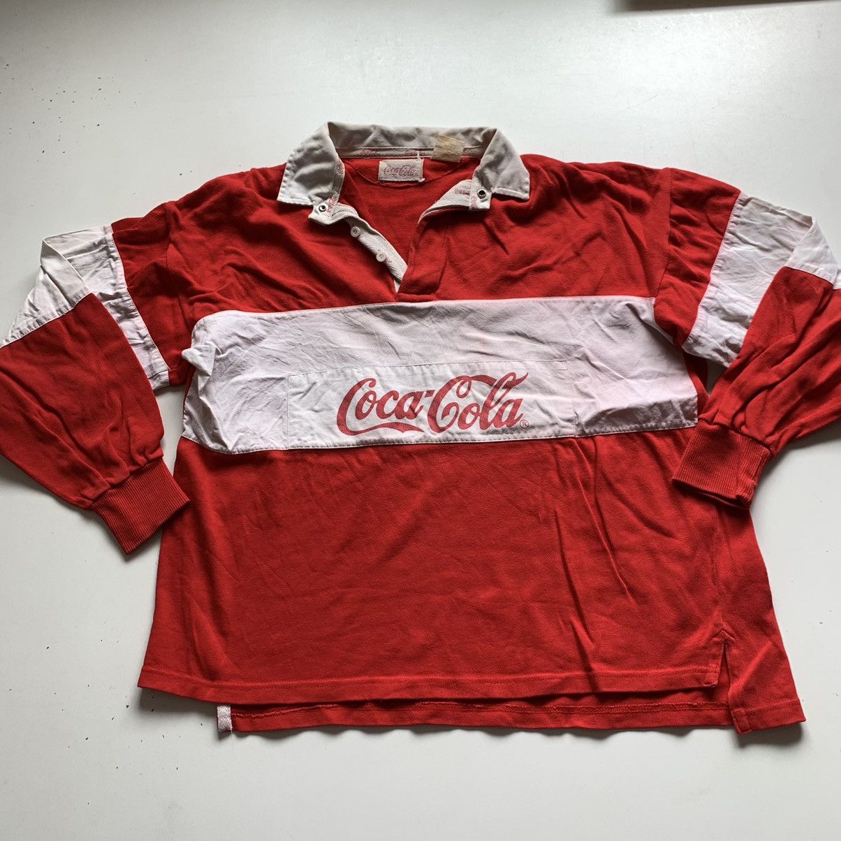 Vintage Vintage 90s COCA COLA Coke Rugby long sleeve shirt red | Grailed