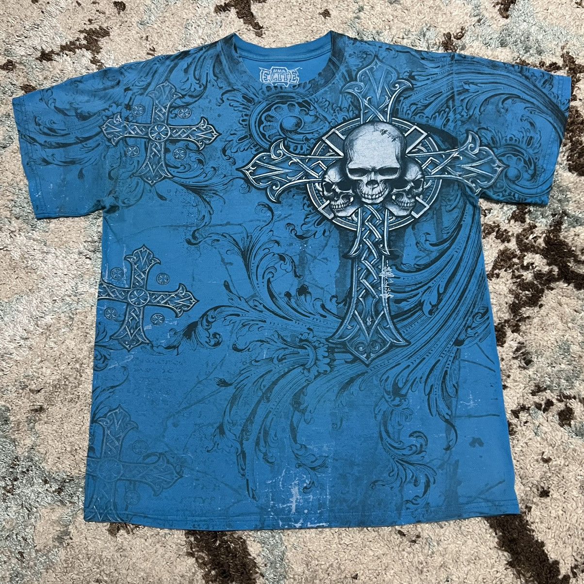 Affliction × Tapout × Ufc MMA Elite Skull Cross Shirt Size Medium Y2K ...
