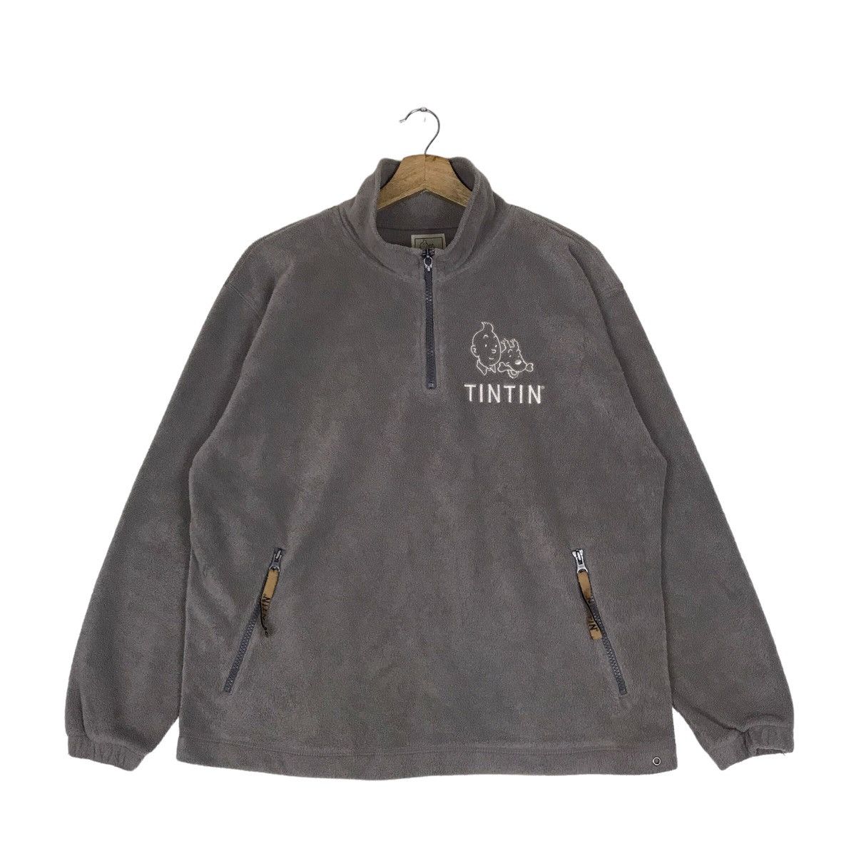 Vintage Vintage 90s TINTIN Cartoon Anime Manga Comic Half Zip Fleece ...