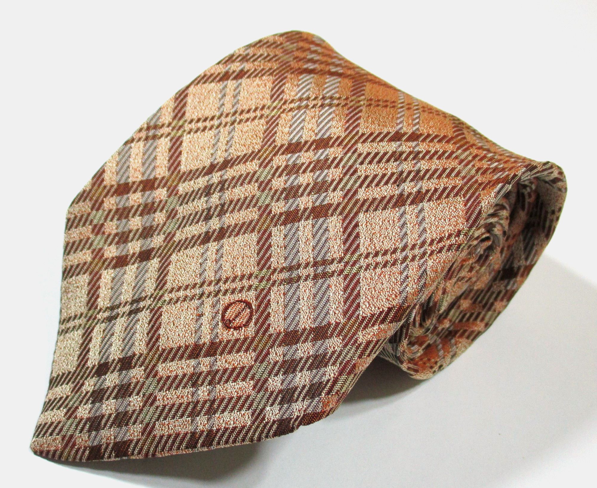 Vintage Plaid&Checks Beige Color Silk Classic Woven Tie | Grailed