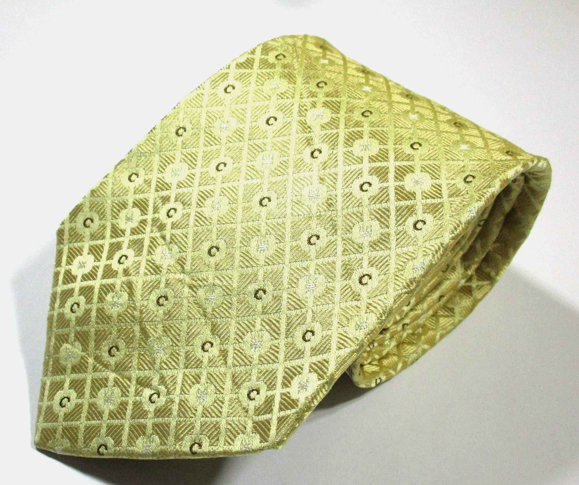 Celine Plaid&Checks Logo Yellow Silk Classic Woven Tie | Grailed