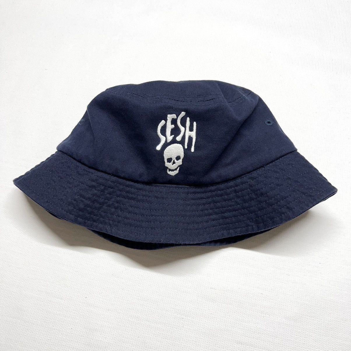 Team Sesh Team Sesh Bones Merch Skull Logo Bucket Hat Navy Blue | Grailed