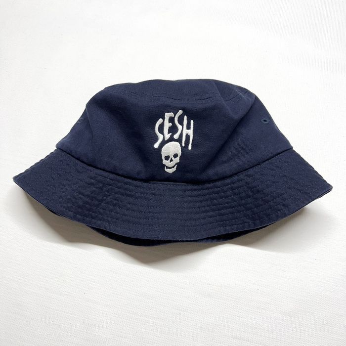 Team Sesh Team Sesh Bones Merch Skull Logo Bucket Hat Navy Blue | Grailed