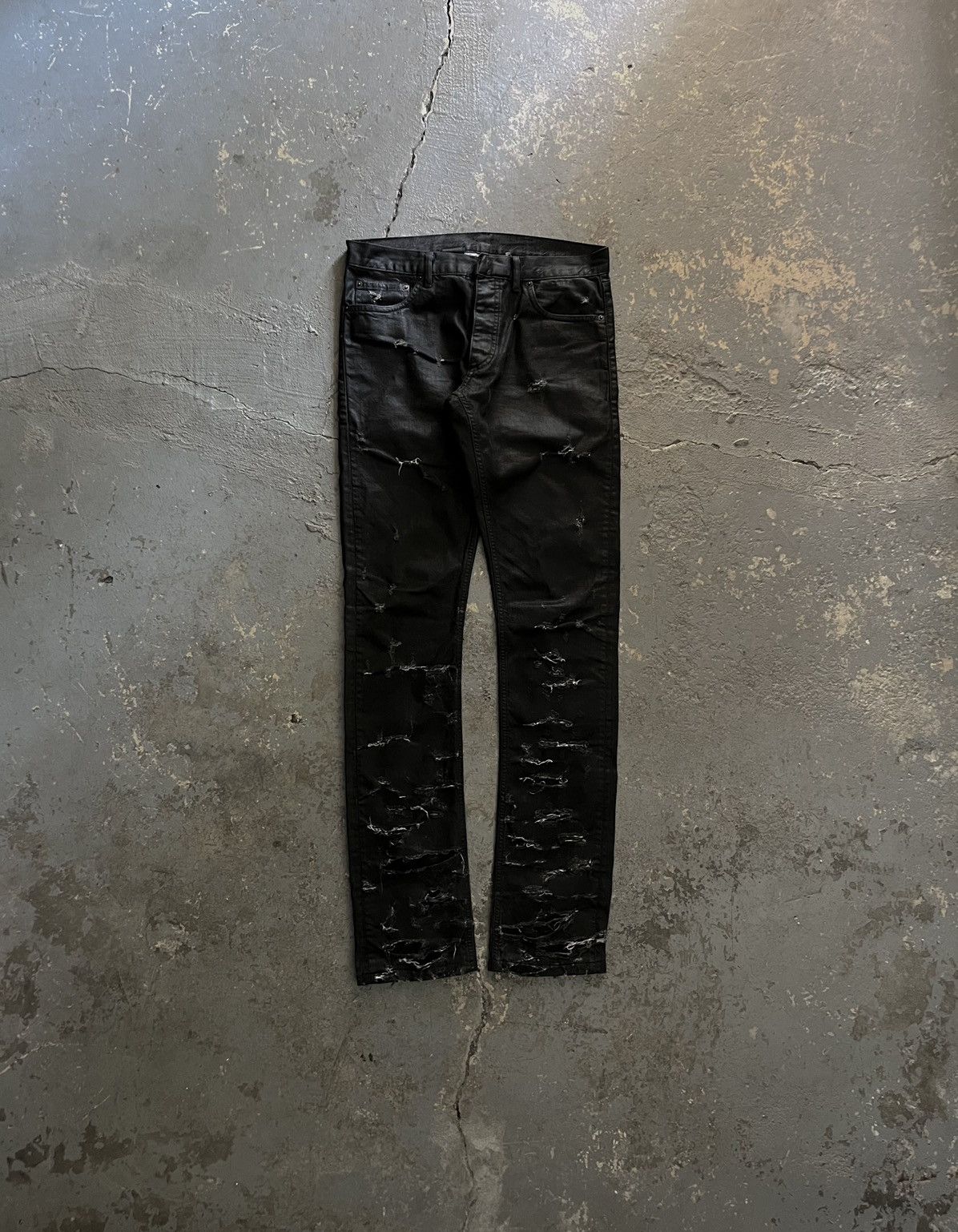 Dior SS04 “Strip” Destroyed/Distressed Waxed Denim | Grailed