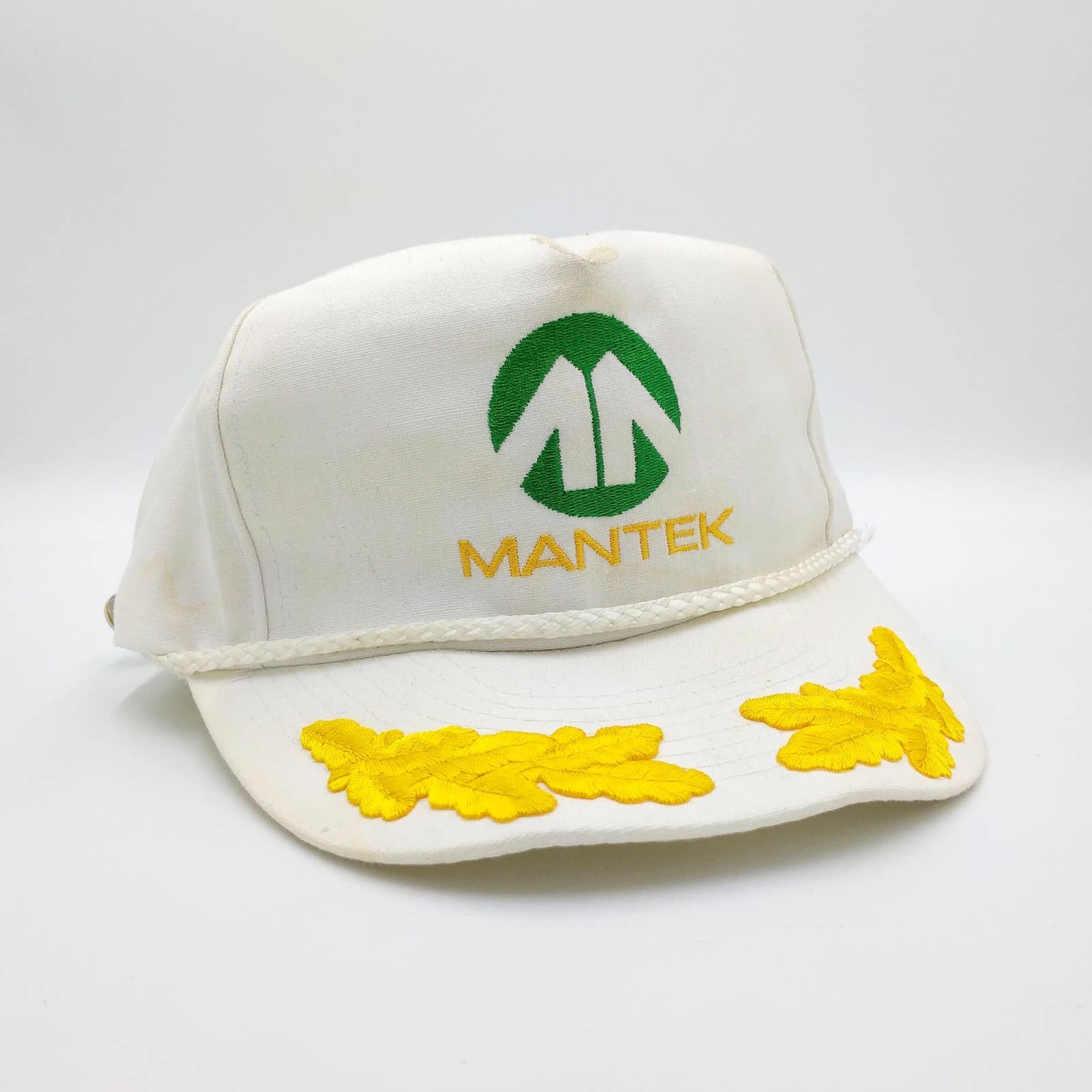 Vintage Vintage Mantek Trucker Hat 90s Embroidered Gold Leaf Brim | Grailed