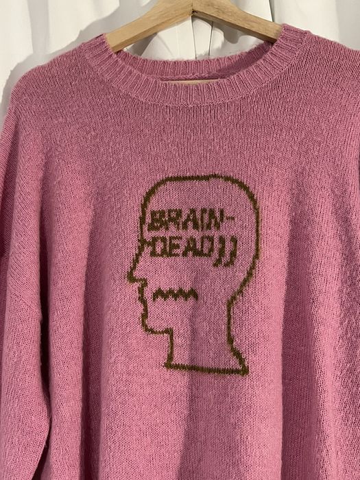 Brain Dead BRAIN DEAD SUPERFUZZ LOGOHEAD CREWNECK SWEATER FUCHSIA | Grailed