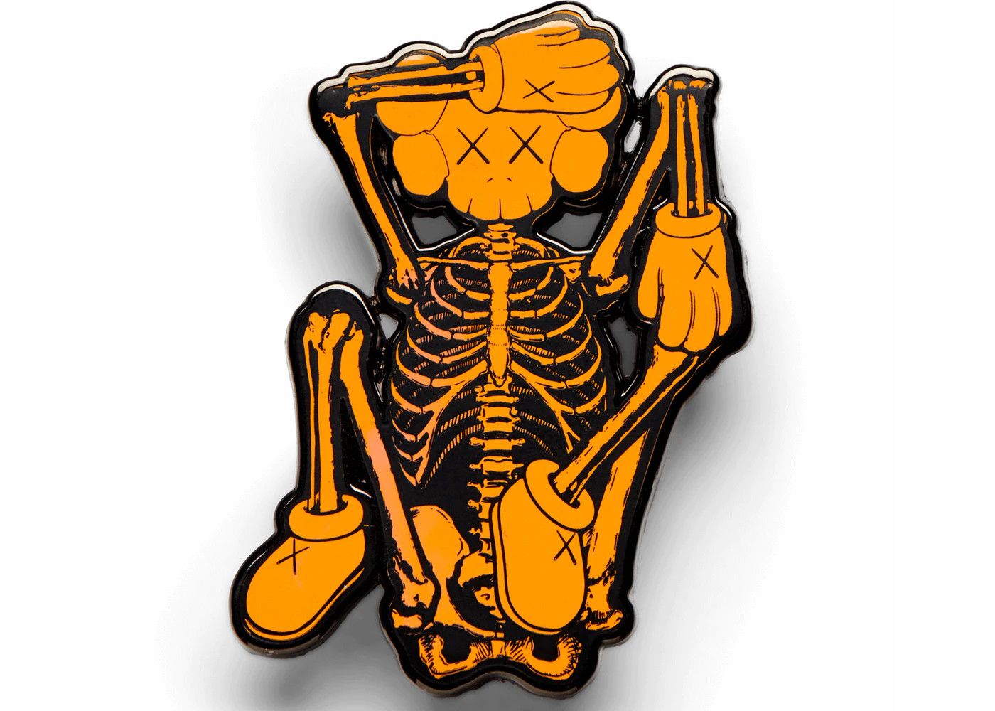 Kaws SKELETON Pin Orange | Grailed