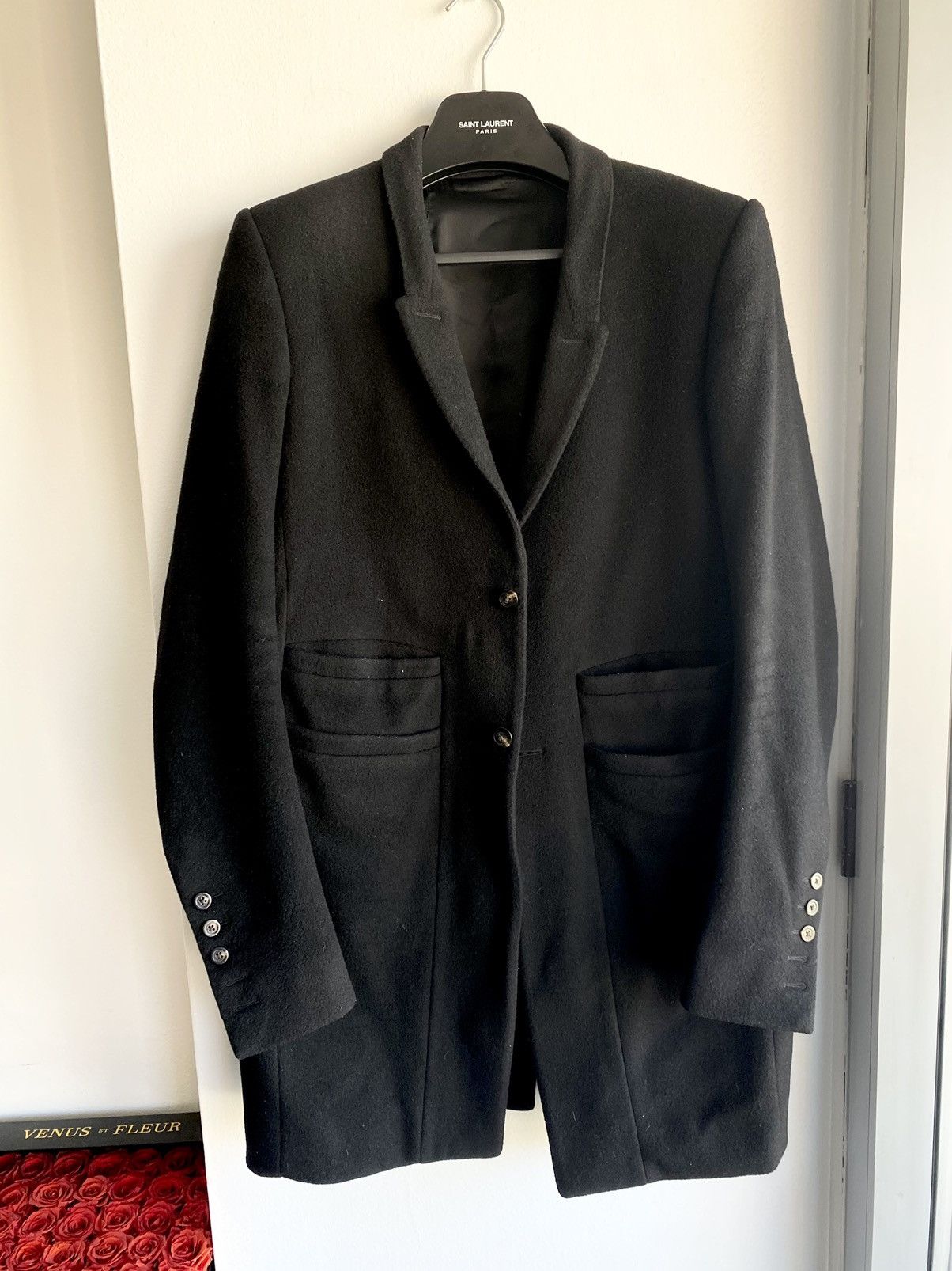 Rick Owens Rick Owens Larry FW19 Black Pea Coat Jacket 3K | Grailed
