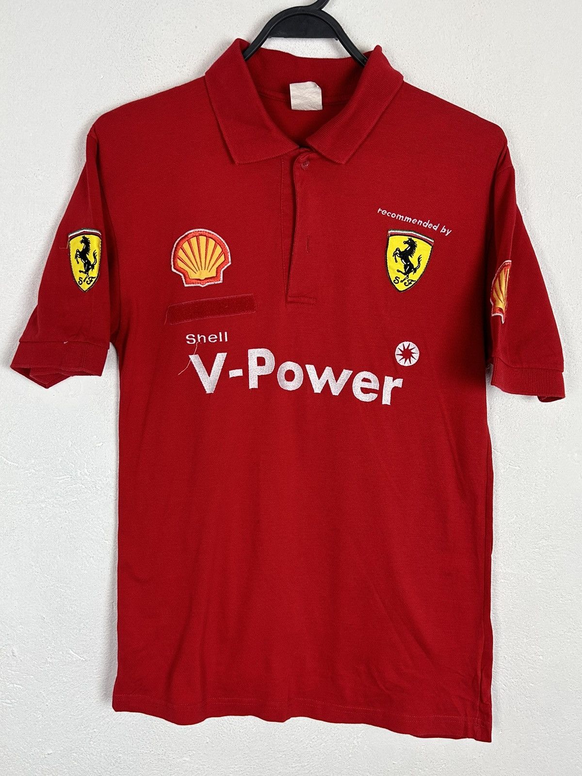 Vintage 90s Vintage Ferrari x Shell V-Power Polo Shirt In Red | Grailed