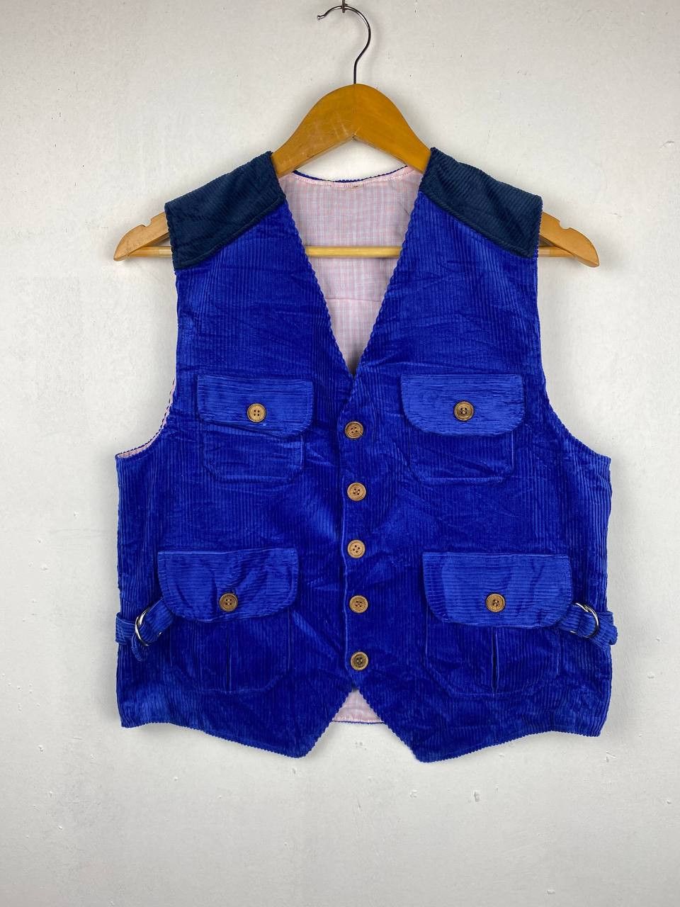 Japanese Brand vintage multipocket blue velvet vest nice design | Grailed