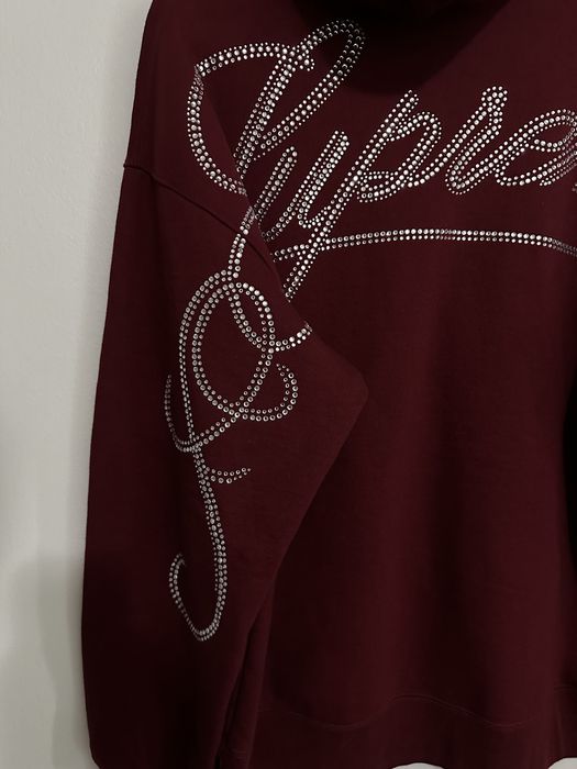 Supreme Supreme Rhinestone Script Hooded Sweatshirt | Grailed