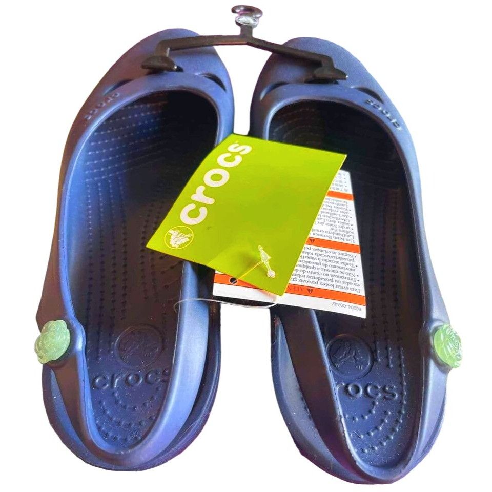 Crocs New•CROCS Womens 9 NAVY BLUE Slip On Casual Comfort Shoes Sa ...