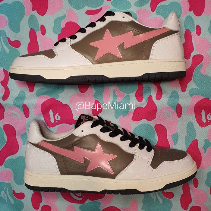 Bape Bape “ Stussy ” SK8 Dunk Brown Pink White | Grailed