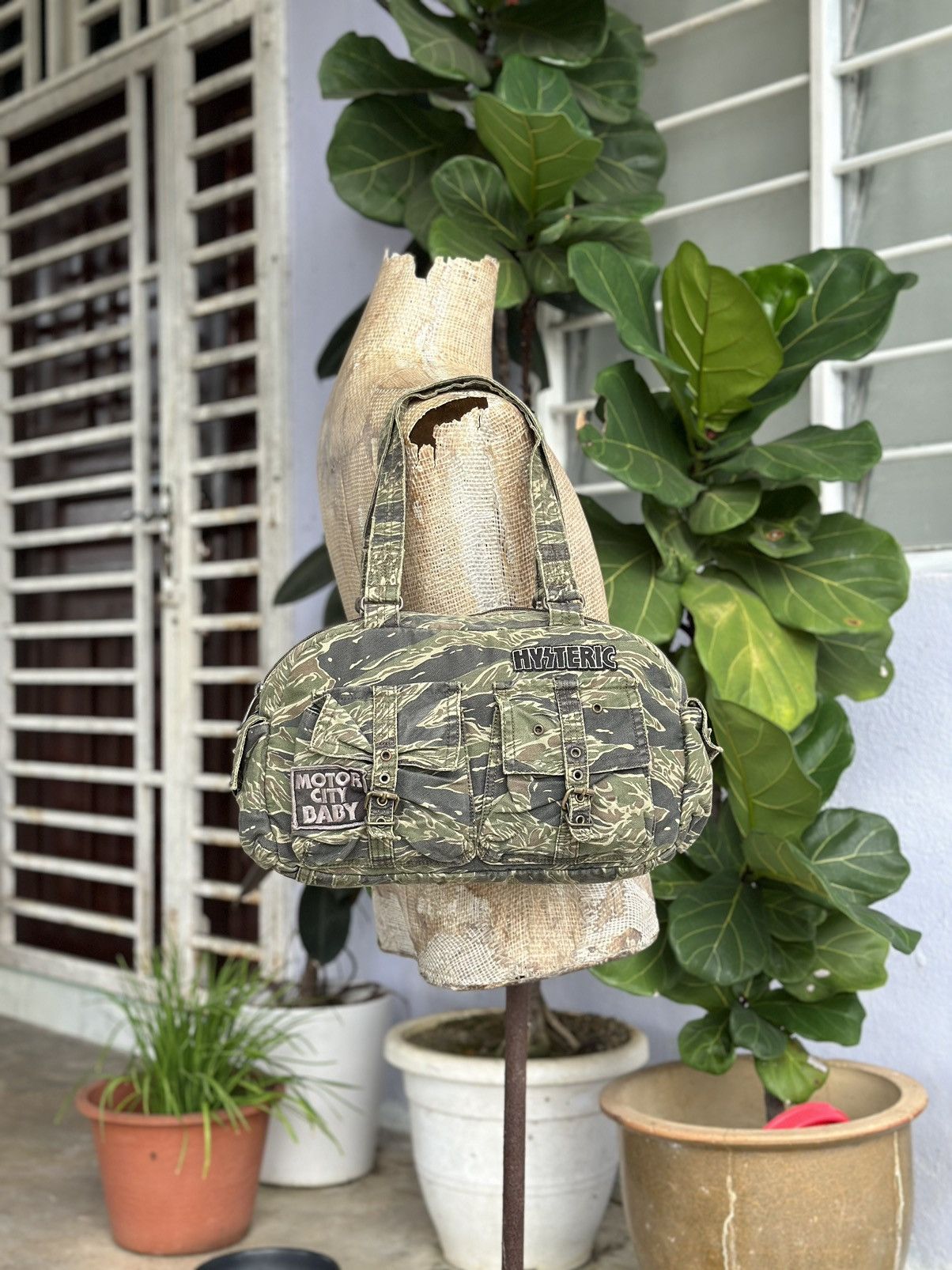 Military RARE‼️ HYSTERIC GLAMOUR MOTOR CITY BABY TIGER STRIPE BAG | Grailed