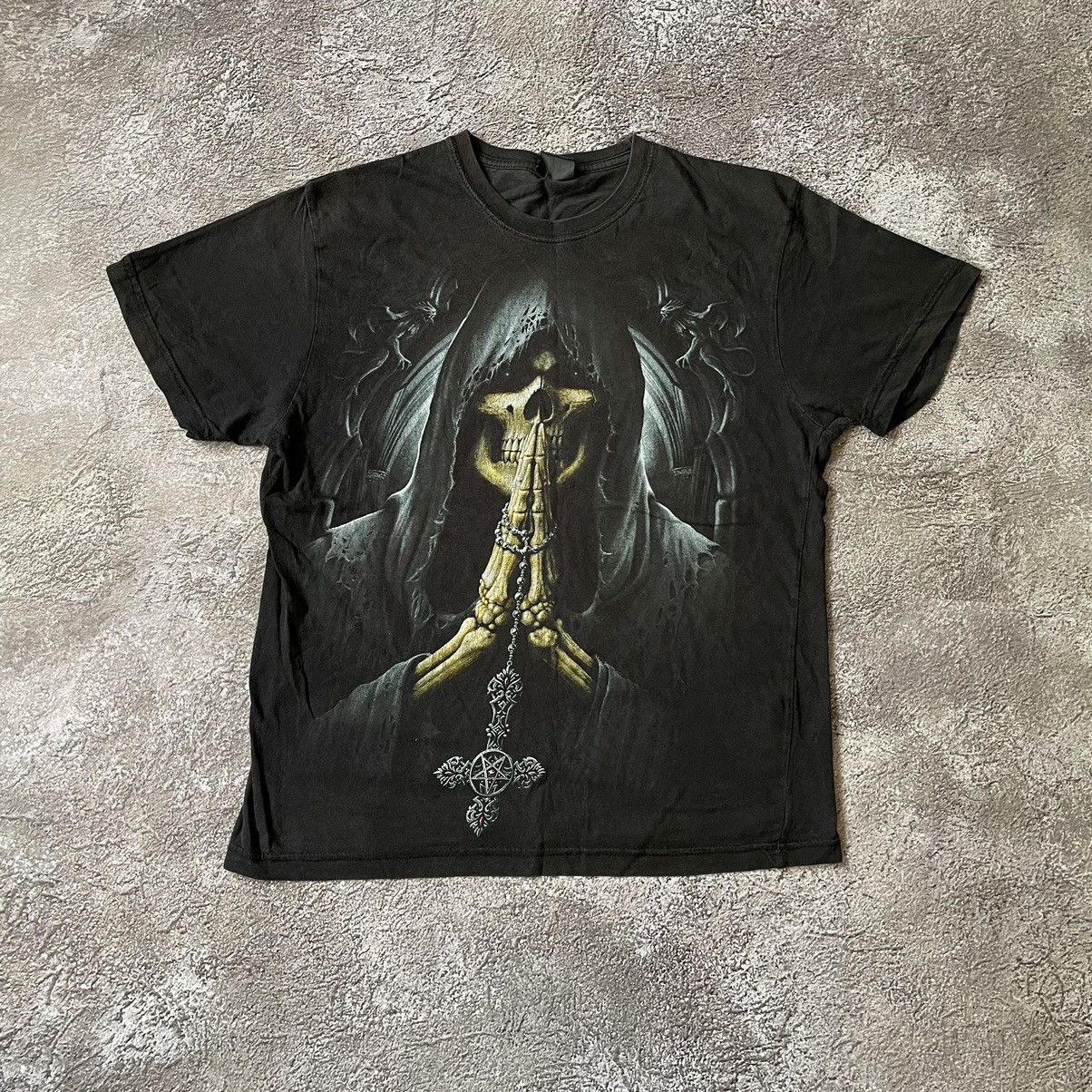 Vintage Vintage Y2K Skeleton Face Logo Blood DEAD Skulls Horror Tee ...