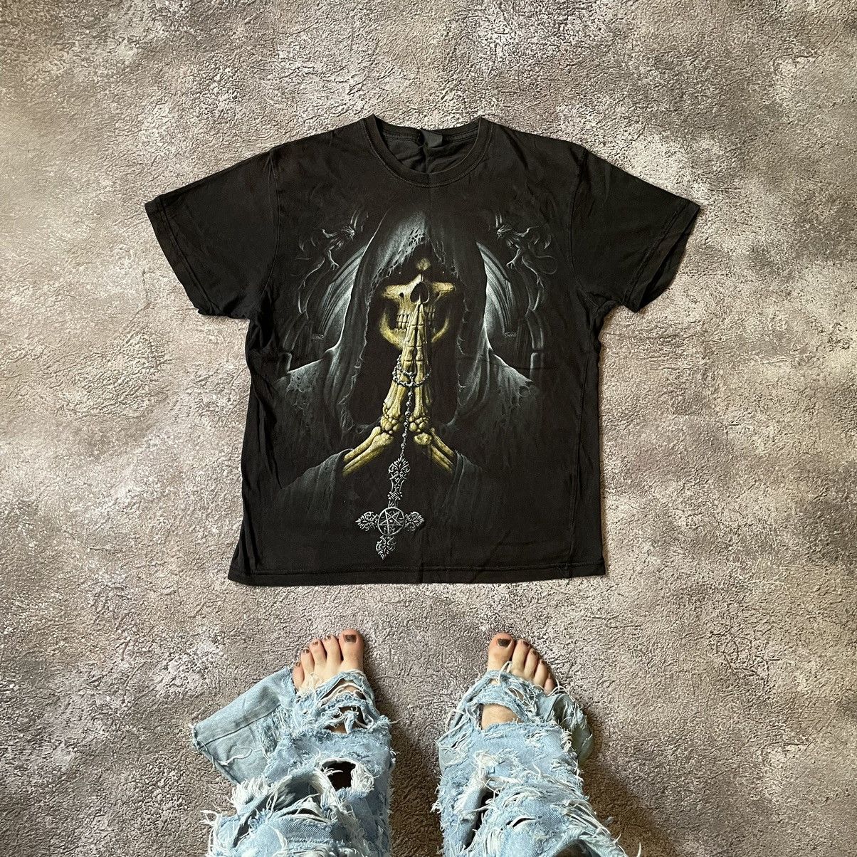 Vintage Vintage Y2K Skeleton Face Logo Blood DEAD Skulls Horror Tee ...