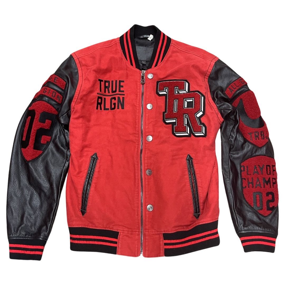 True Religion True Religion Varsity Jacket All Red XXL | Grailed