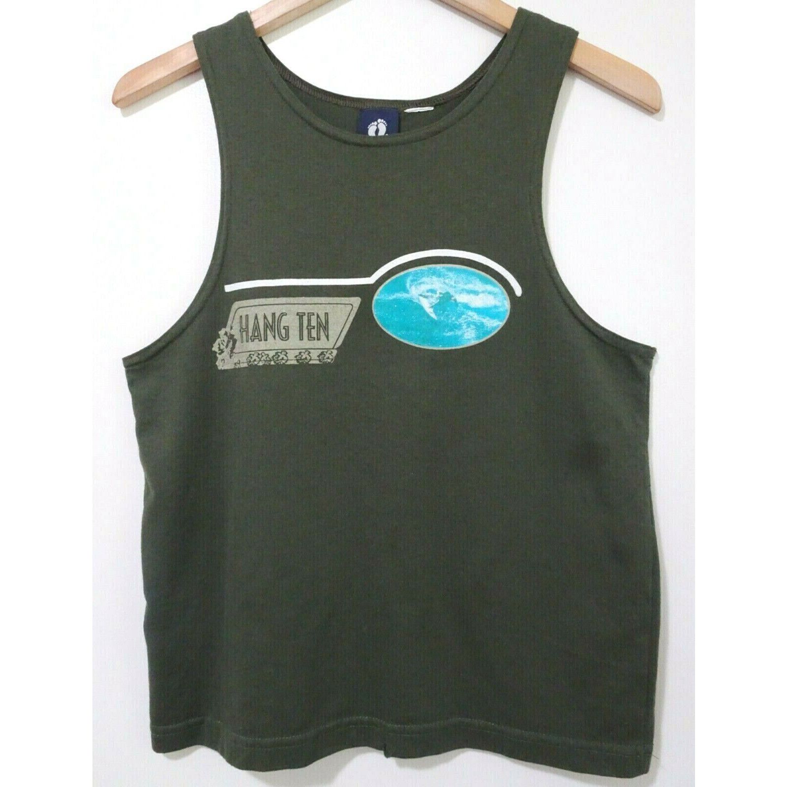 Vintage S Vtg 90s Y2K Hang Ten Surfer Wave Ocean Beach Surf Skate Summer Green Tank Top | Grailed
