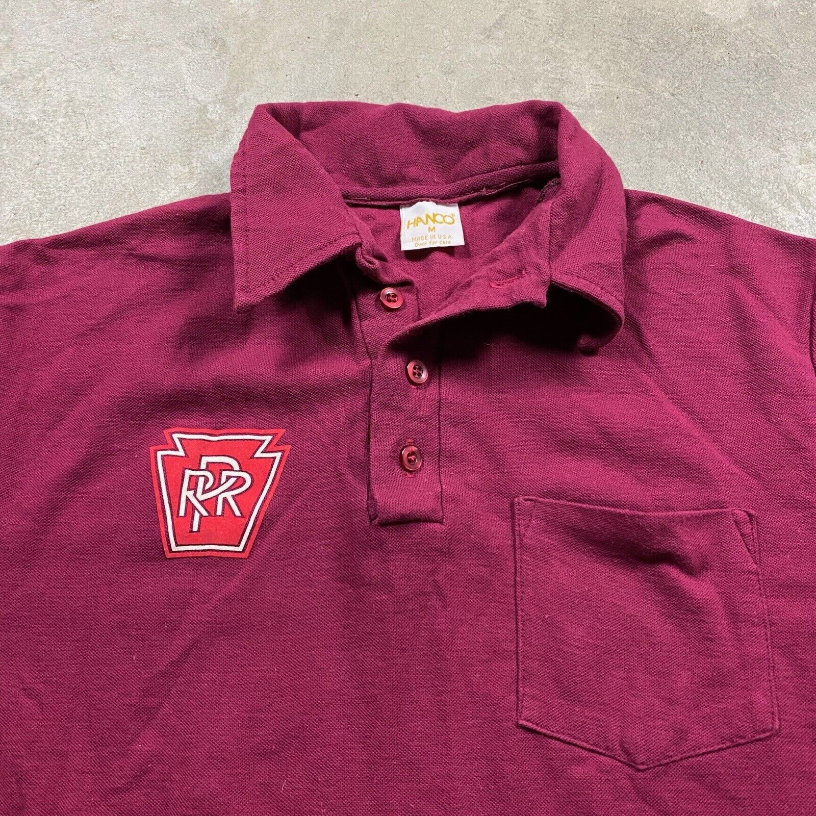 Vintage 70s VTG PENNSYLVANIA RAILROAD Polo Shirt M Pennsy Logo Single ...