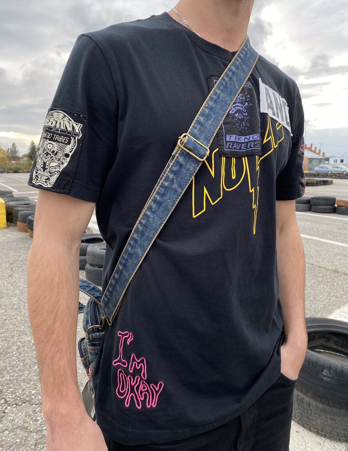 Diesel × Streetwear × Vintage Diesel Y2K patchwork t-shirt | Grailed