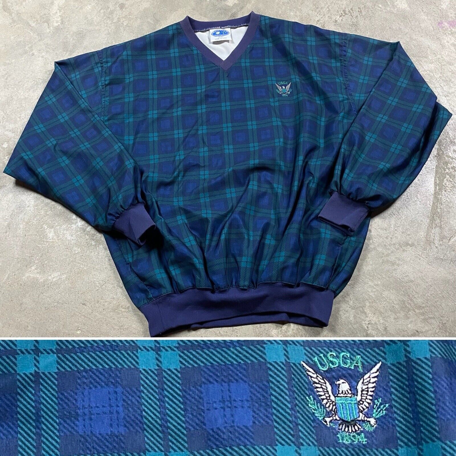 Vintage 90s VTG STARBUS WEATHER SCREEN Jacket L windbreaker USGA GOLF ...