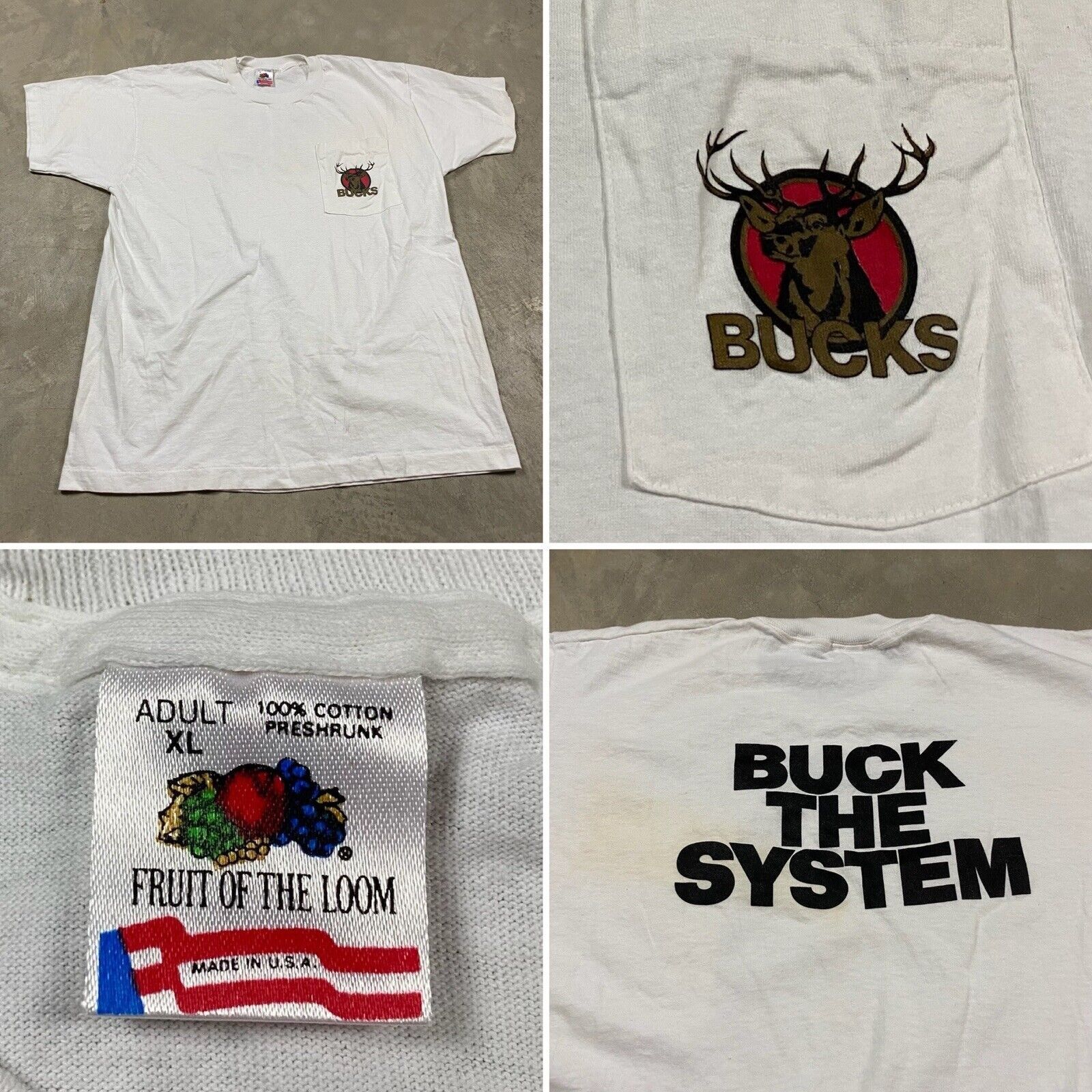 Fruit Of The Loom 90s VTG BUCKS Buck The System T Shirt Hunting Deer ...