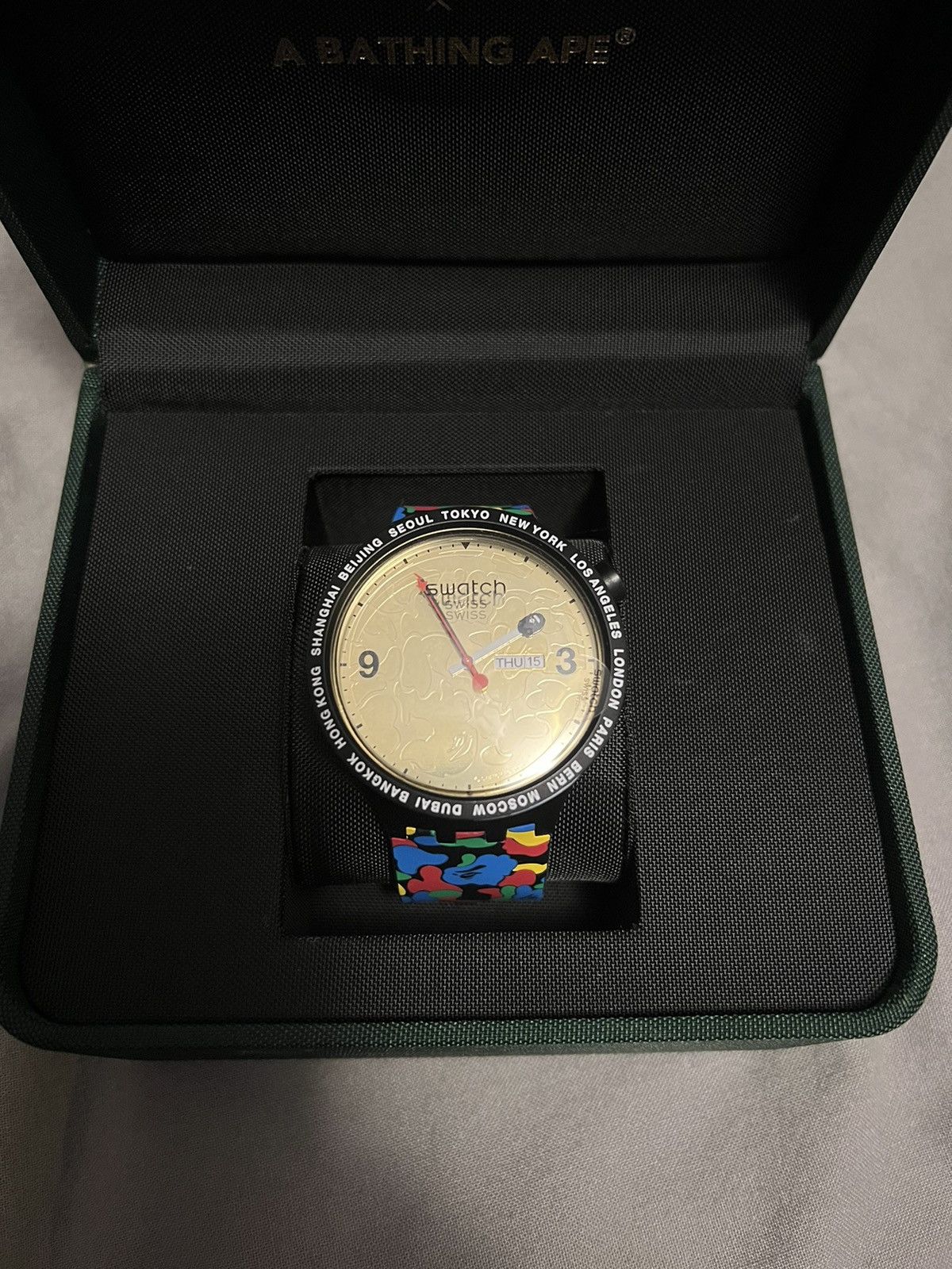 Bape Swatch x Bape Black Camo Watch 2020 | Grailed