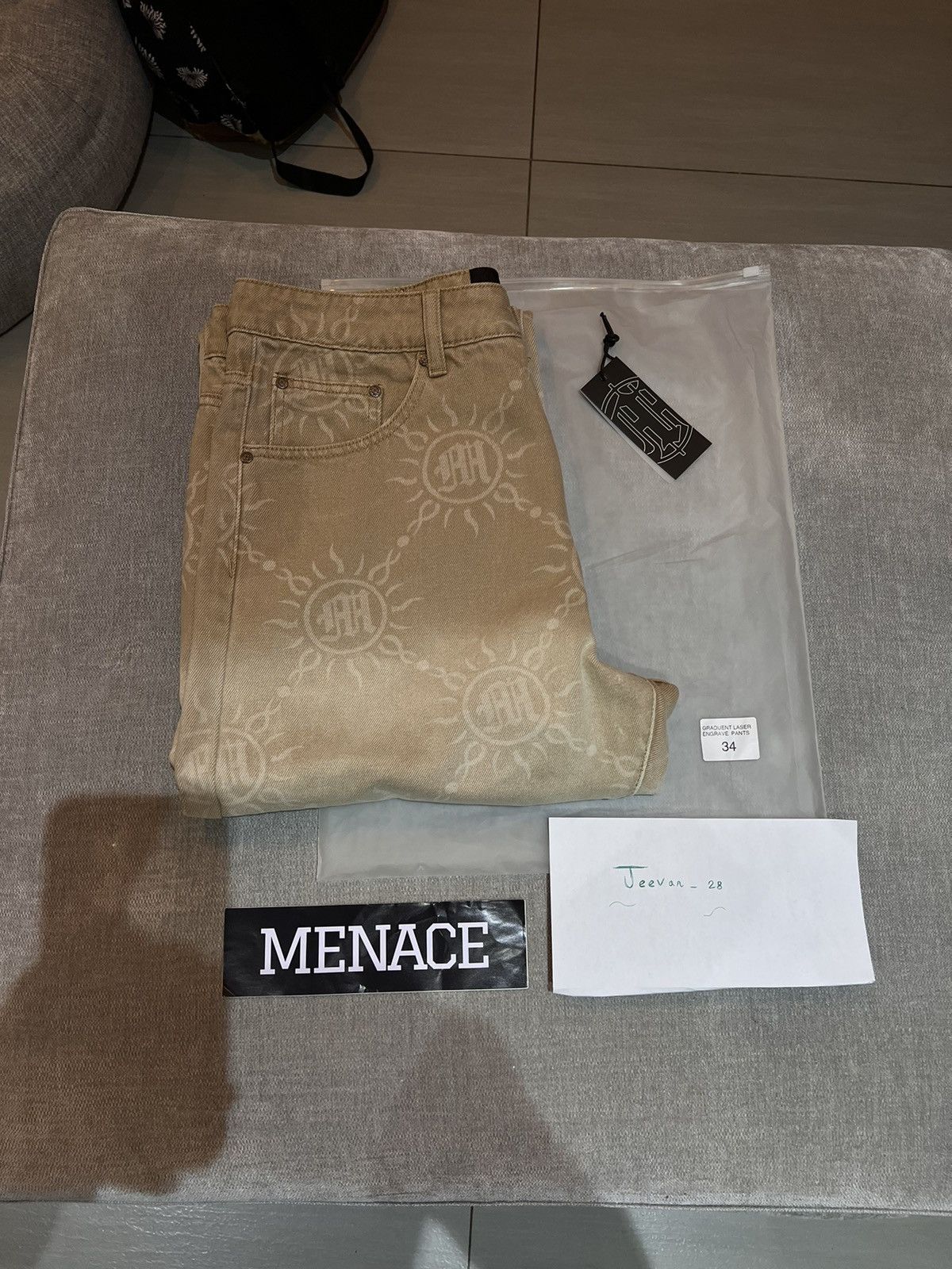 Menace Menace Los Angeles Gradient Wash Monogram Denim Pants | Grailed