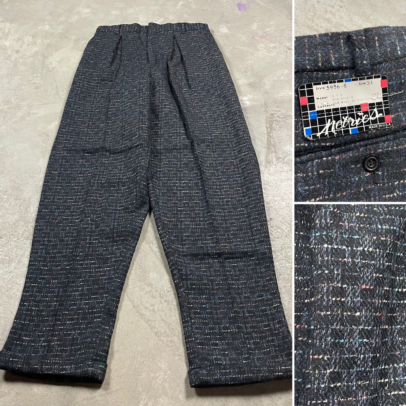 Atomic 80s VTG nos ATOMIC FLECK TROUSERS Pants Tweed Hollywood 31x33 ...