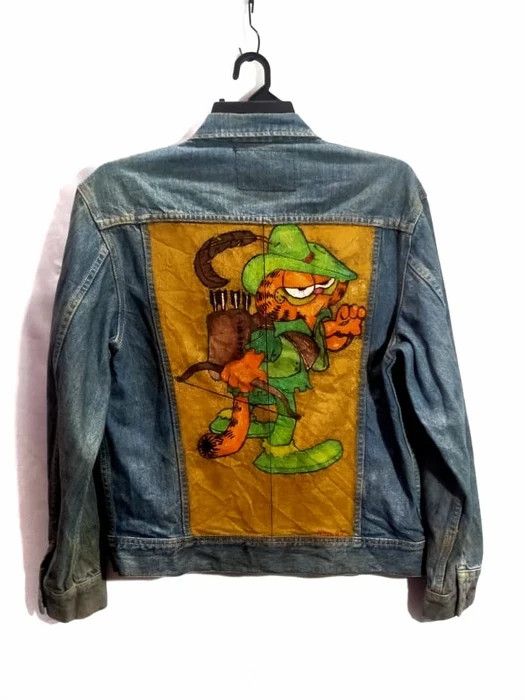 Custom *VINTAGE PEPSI CUSTOM PAINTED"GARFIELD" DENIM JACKET | Grailed