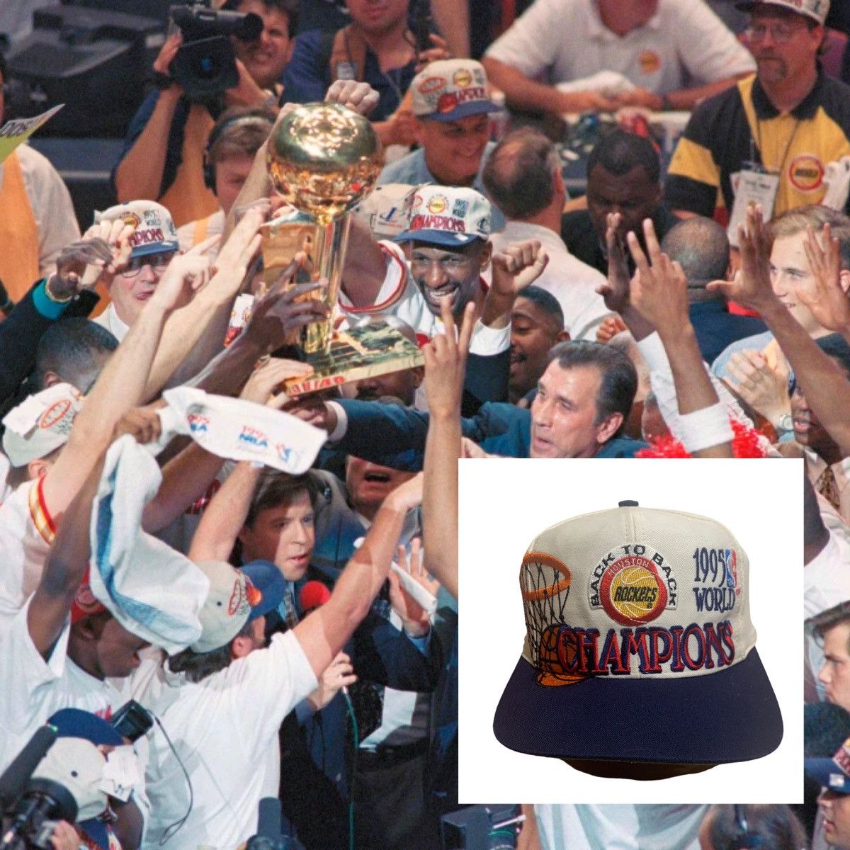 Vintage Houston Rockets 1995 Champions Logo 7 Snapback Hat | Grailed