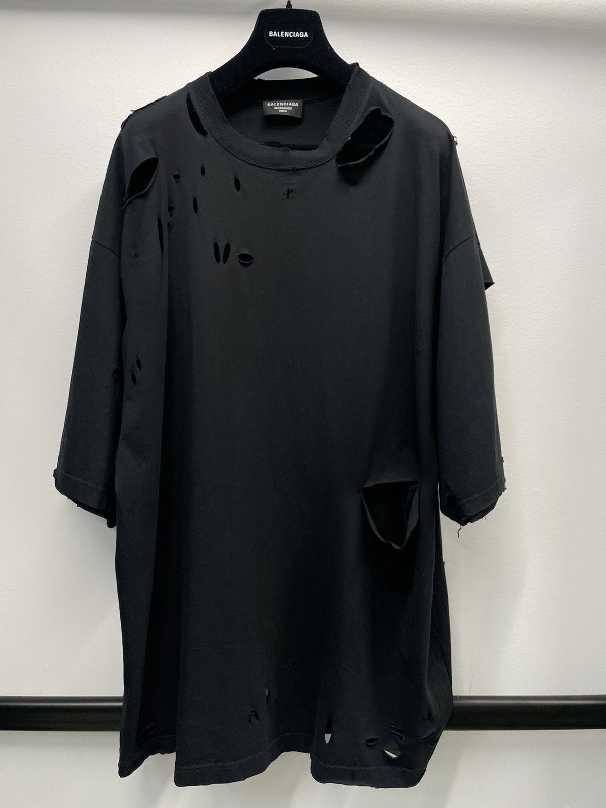 Balenciaga Torn Destroyed Sporty B Tee | Grailed