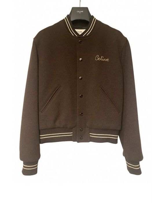 Celine GRAIL! Celine Varsity Bomber Jacket In Brown | Grailed