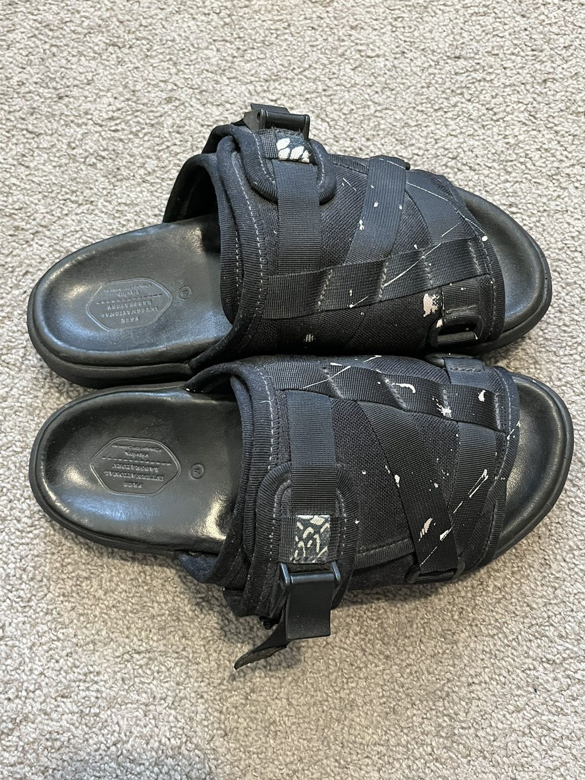 Visvim Visvim Paint Splattered Black Christo Sandals | Grailed