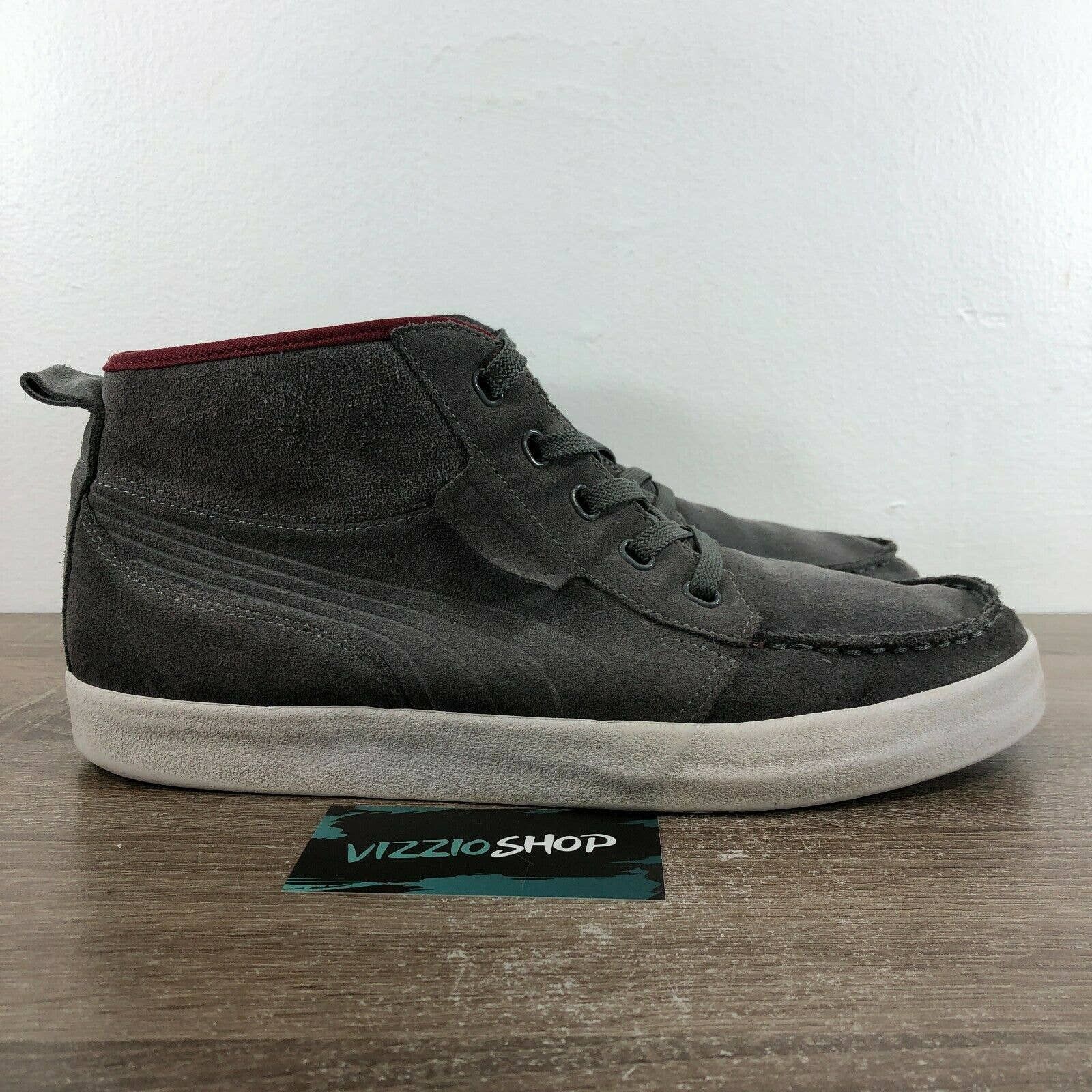 Puma Puma Suede Mid Top Lace Up Gray Red Skate Sneakers Men's 11 | Grailed