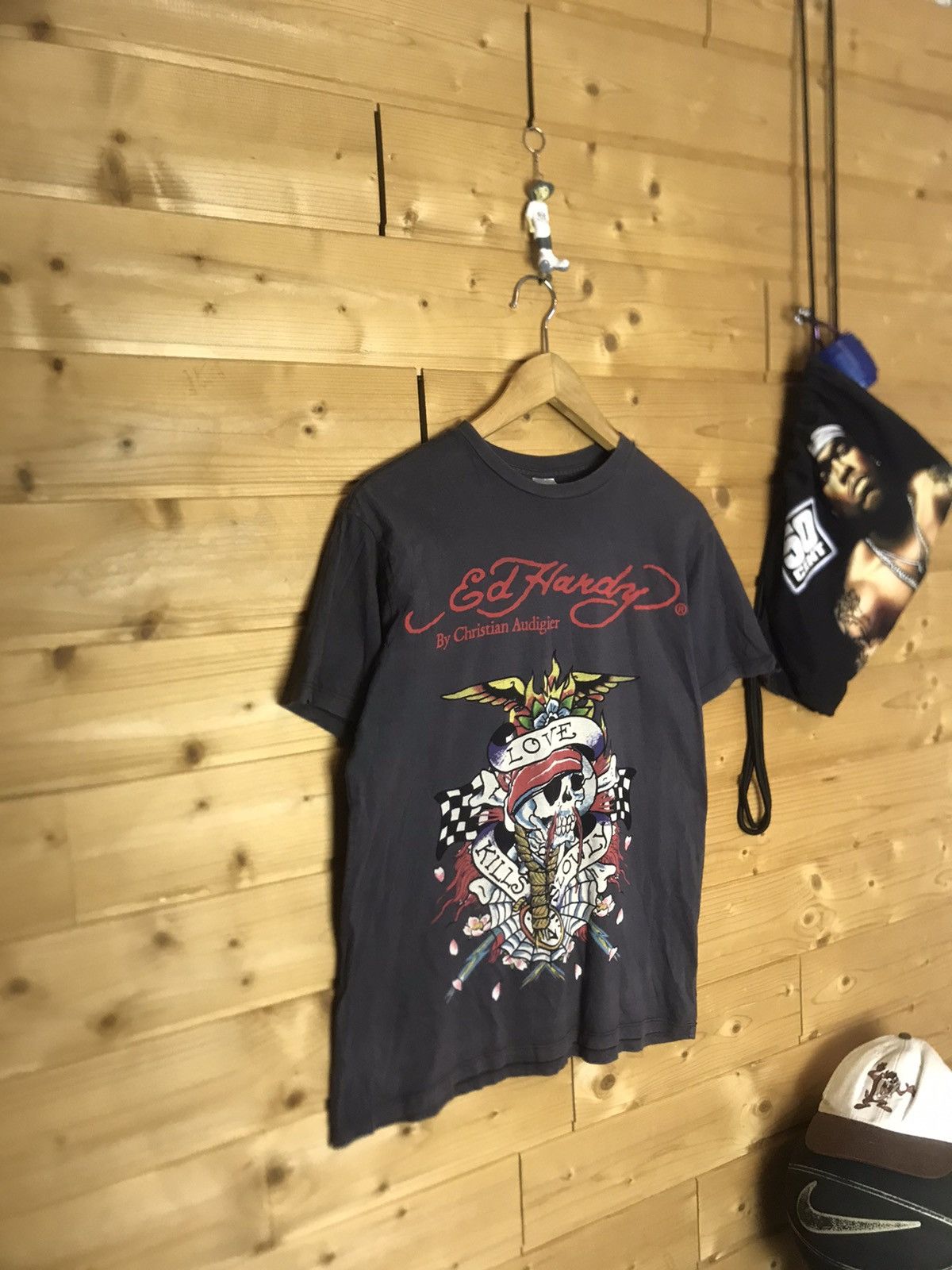 Vintage Ed Hardy skeleton love kills slowly t-shirt | Grailed