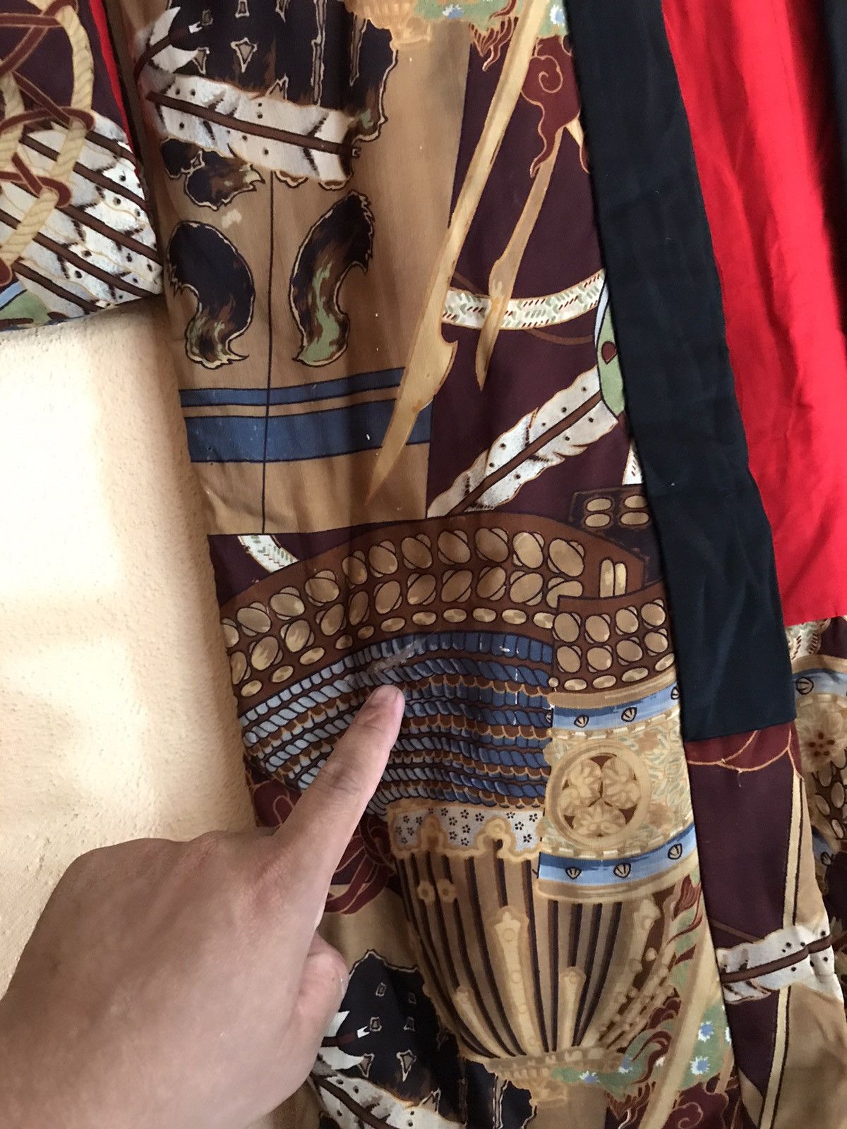 Very Rare RARE JAPANESE TRADITIONAL SILK GOLD SAMURAI STYLE OVERPRINT ...